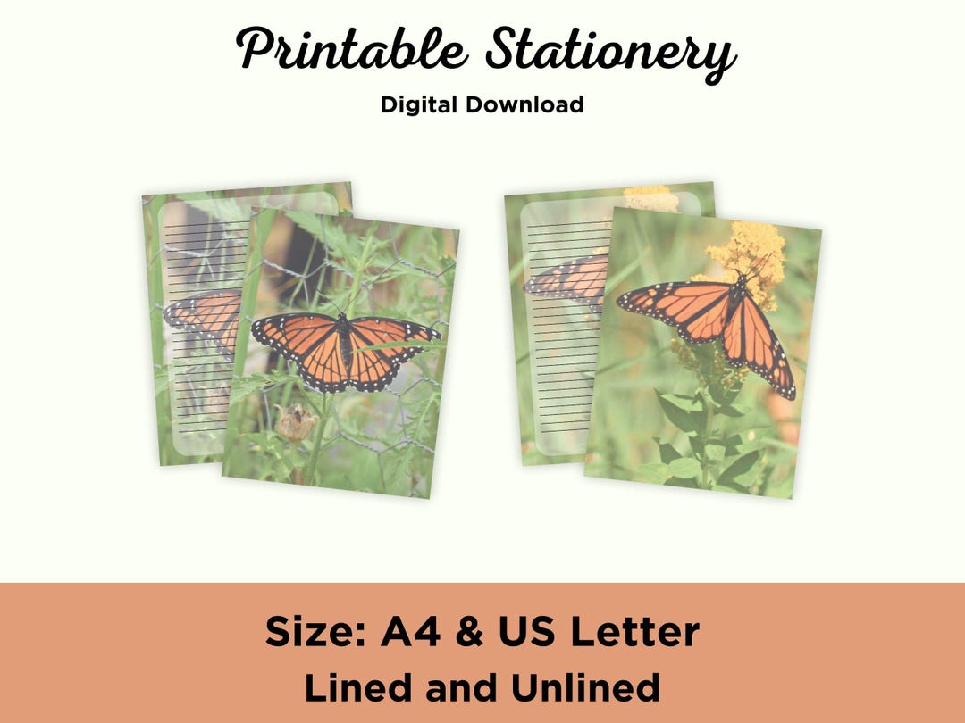 Monarch Butterfly Stationery – Printable Writing Paper – Nature ...