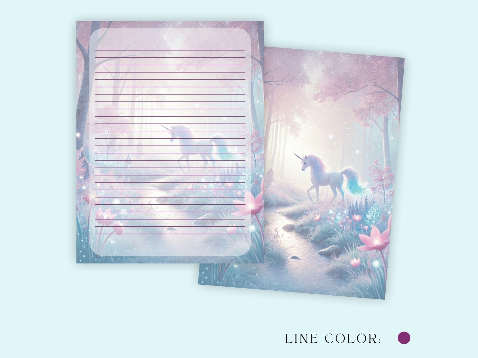 Unicorn Fantasy Stationery - Pastel Dreamscape Writing Paper ...