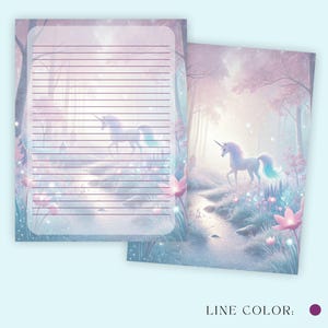 Unicorn Fantasy Stationery - Pastel Dreamscape Writing Paper ...