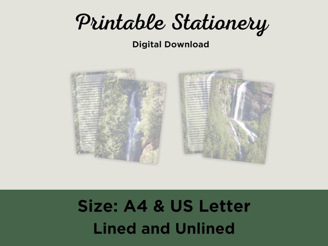 Waterfall Printable Stationery - Nature Writing Paper - Digital Letter ...
