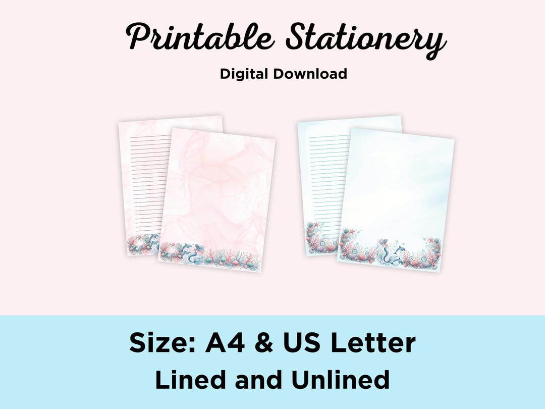 Enchanting Mermaid Printable Stationery Set | Ocean Fantasy Letter ...