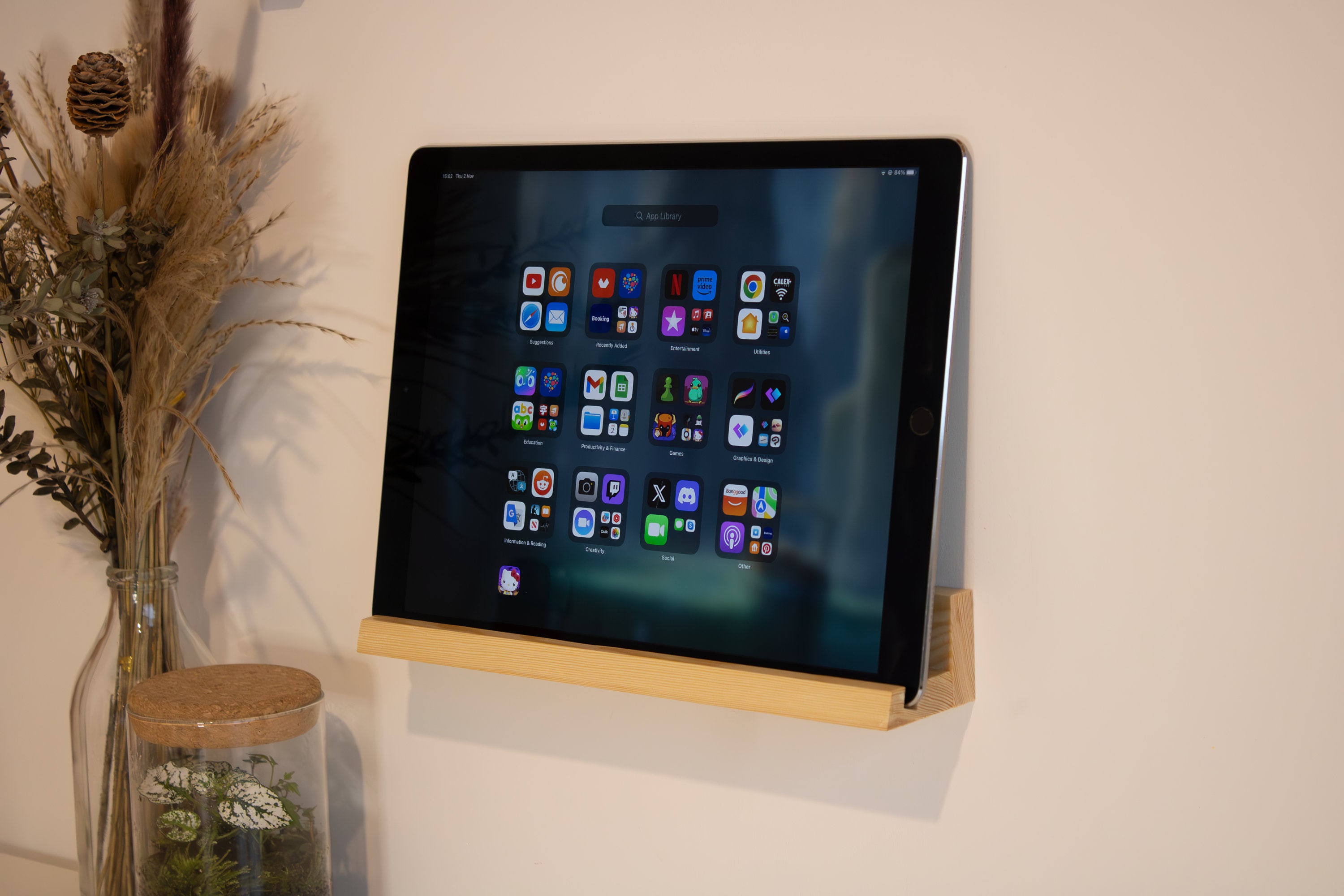 Wooden iPad Wall Mount - Etsy
