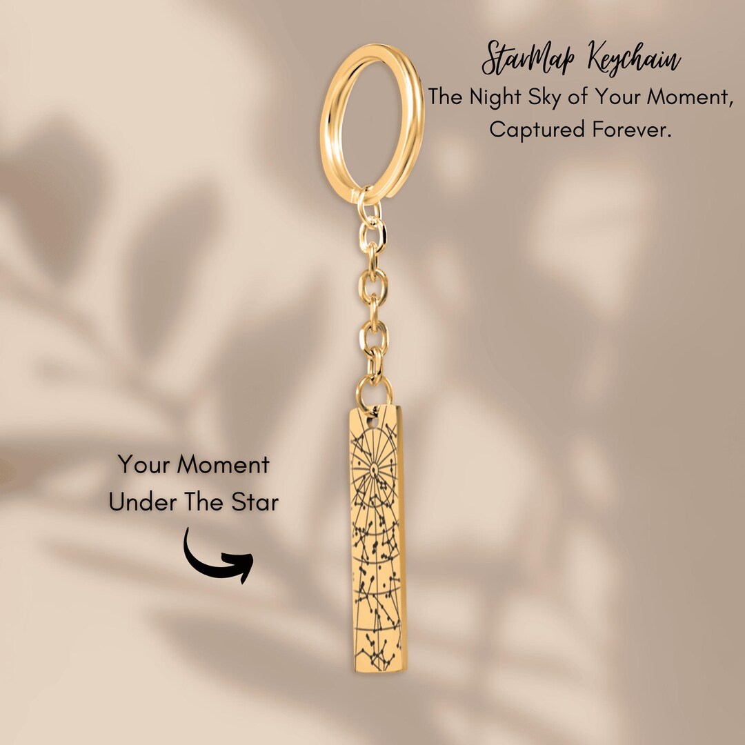 Star Map Vertical Bar Keychain - Custom Night Sky Engraved Gift ...