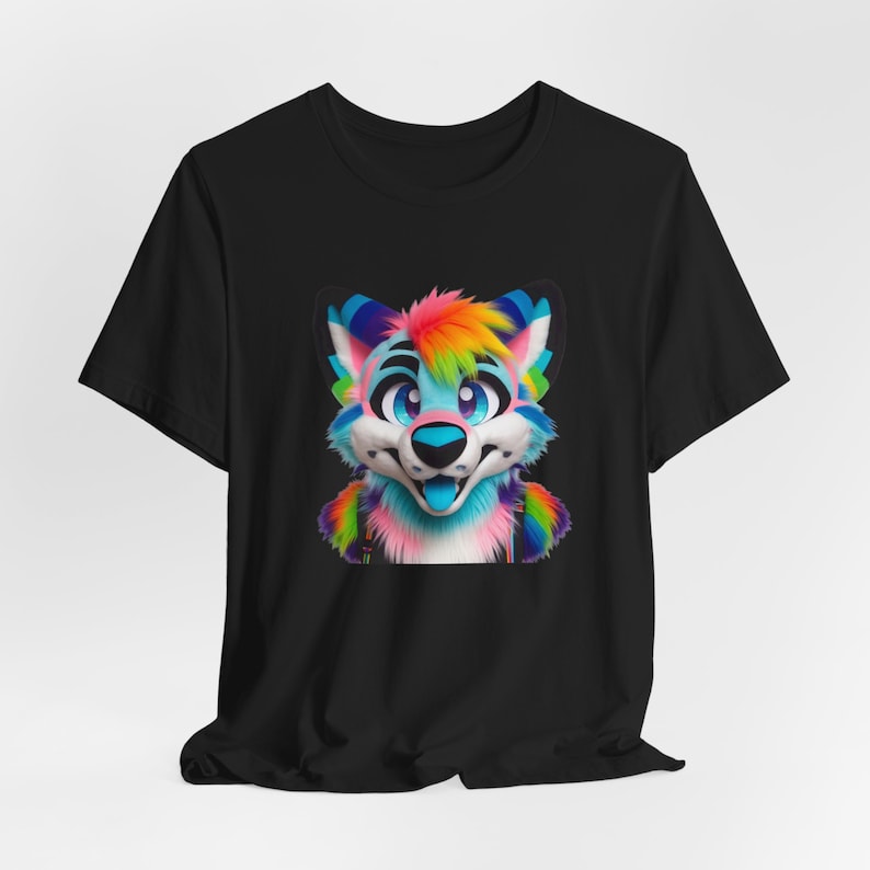 Colorful Fursuit Head Unisex T-shirt Unique Tee for Furry Fans Cut ...