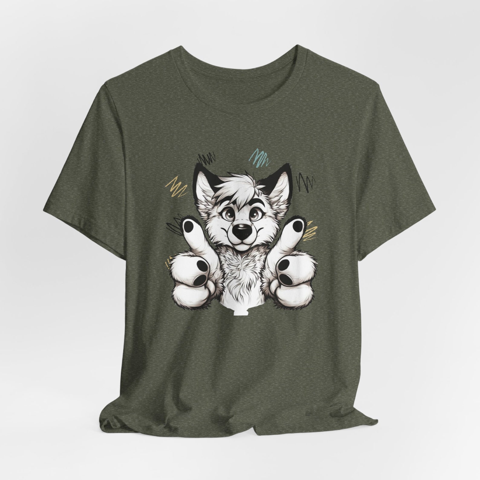 Black and White Fursuit Illustration Unisex Tee Unique Furry Art Tee ...