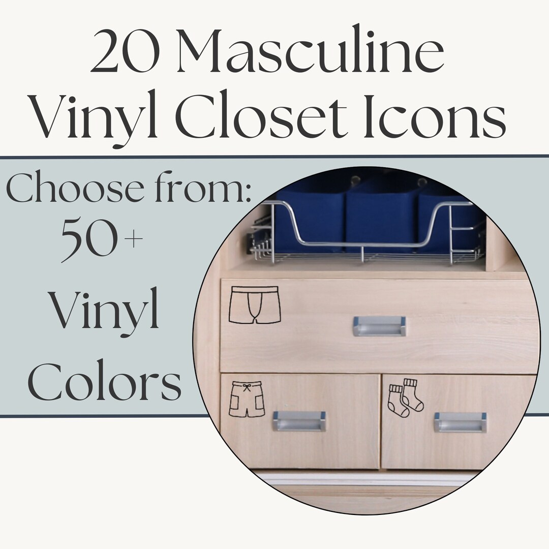 Labels for Closet Icon Dresser Decals Vinyl Clothing Stickers Dresser ...