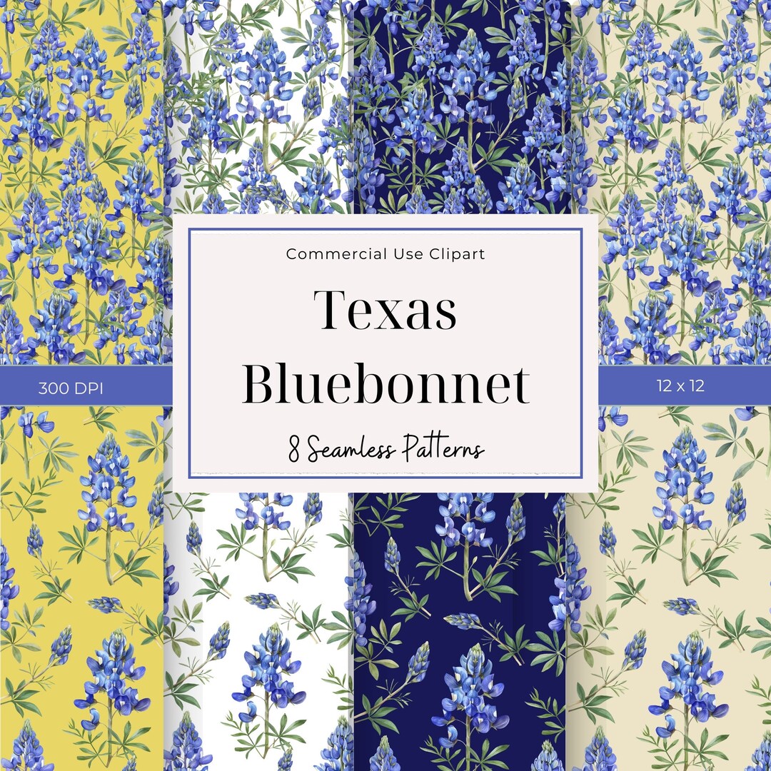 Texas Bluebonnet Digital Paperseamless Pattern Watercolor Design Spring ...