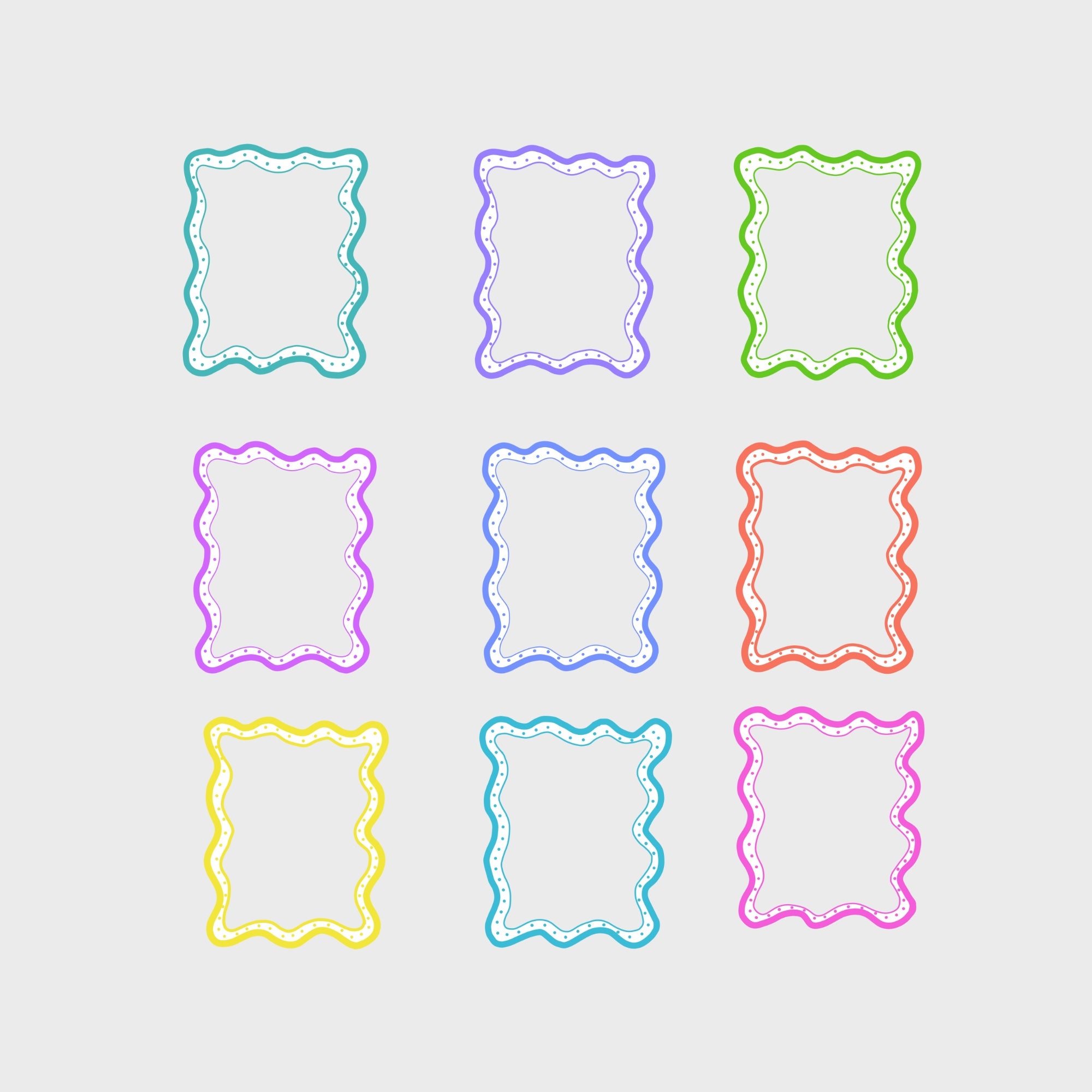 Wavy Frame Clipart, Scalloped Eyelet Border, Hand Drawn Curvy Frame ...