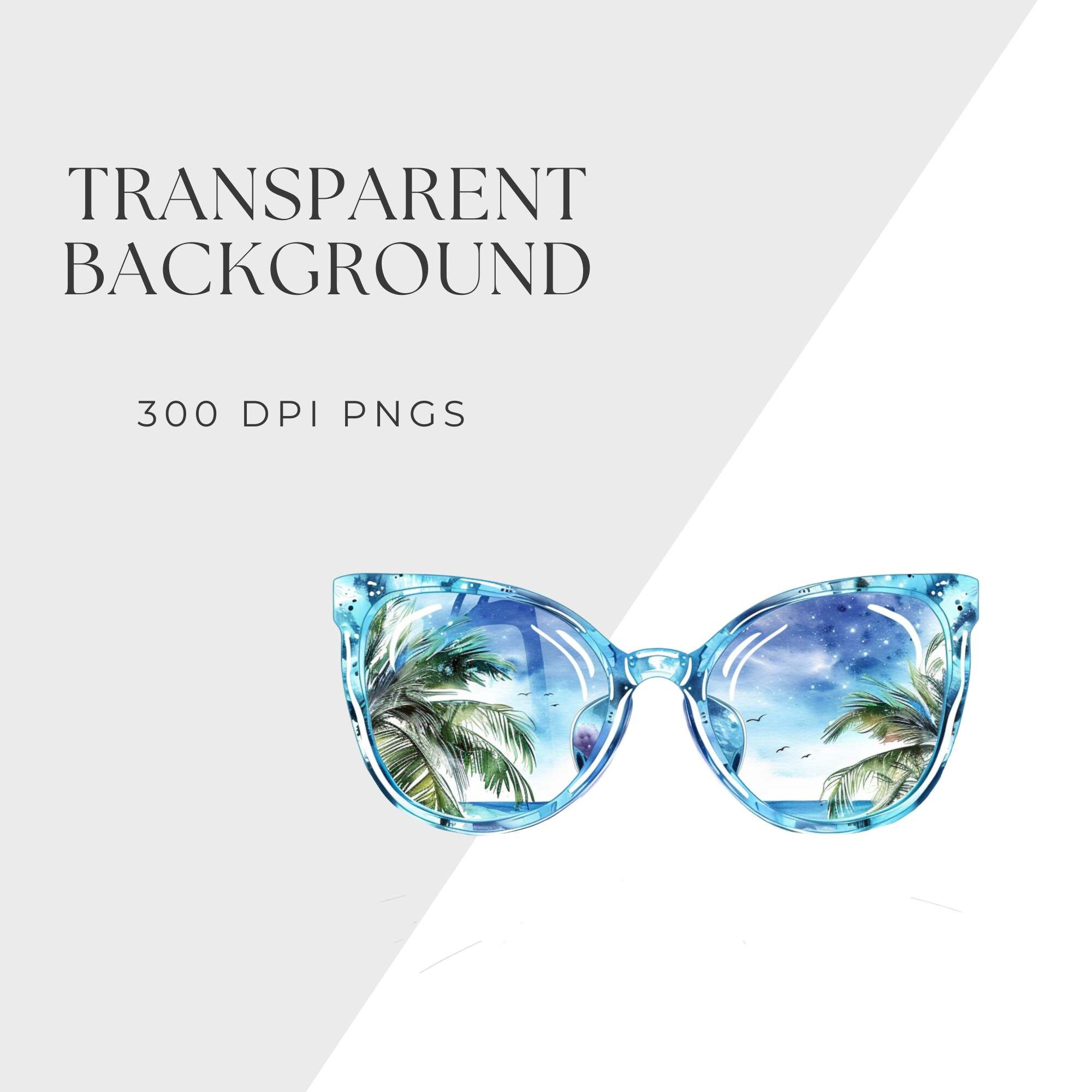 Watercolor Summer Sunglasses Clipart: Retro Beach Pngs (digital ...