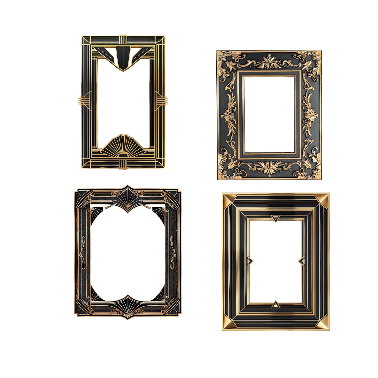 Roaring 20s, Art Deco Frames, Clipart, Black, Gold, Border, Great ...