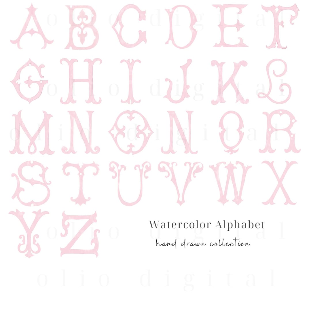 Watercolor Alphabet Clipart: Vintage Hand-drawn Letters (PNG ...