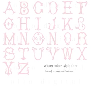 Watercolor Alphabet Clipart: Vintage Hand-drawn Letters (PNG ...