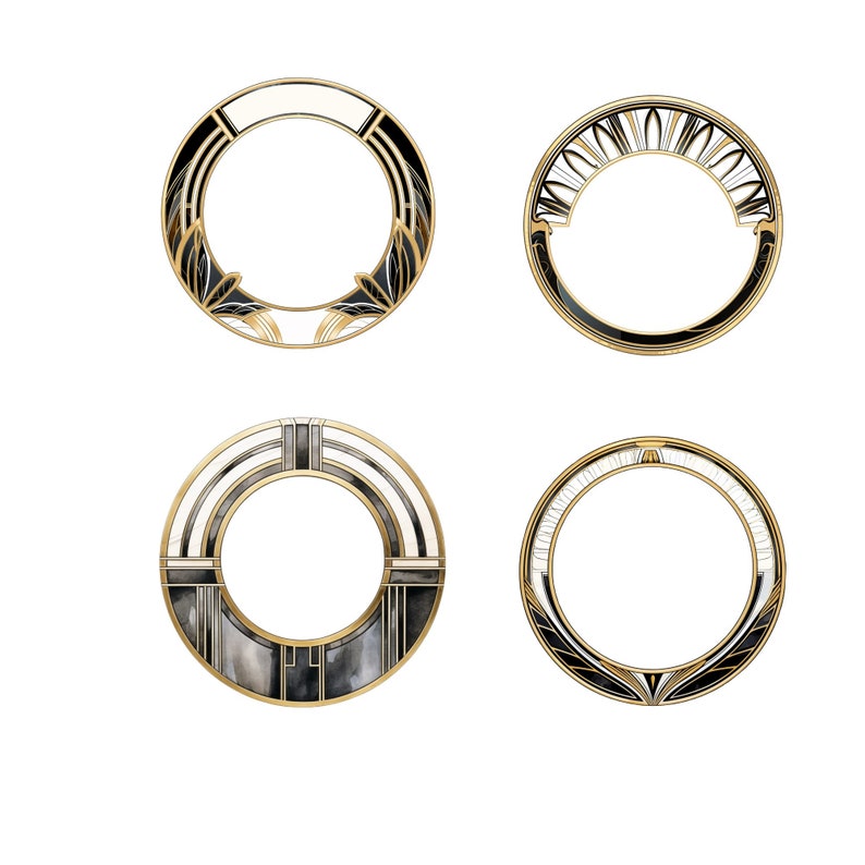 Roaring 20s, Art Deco Frames, Clipart, Black, Gold, Border, Great ...