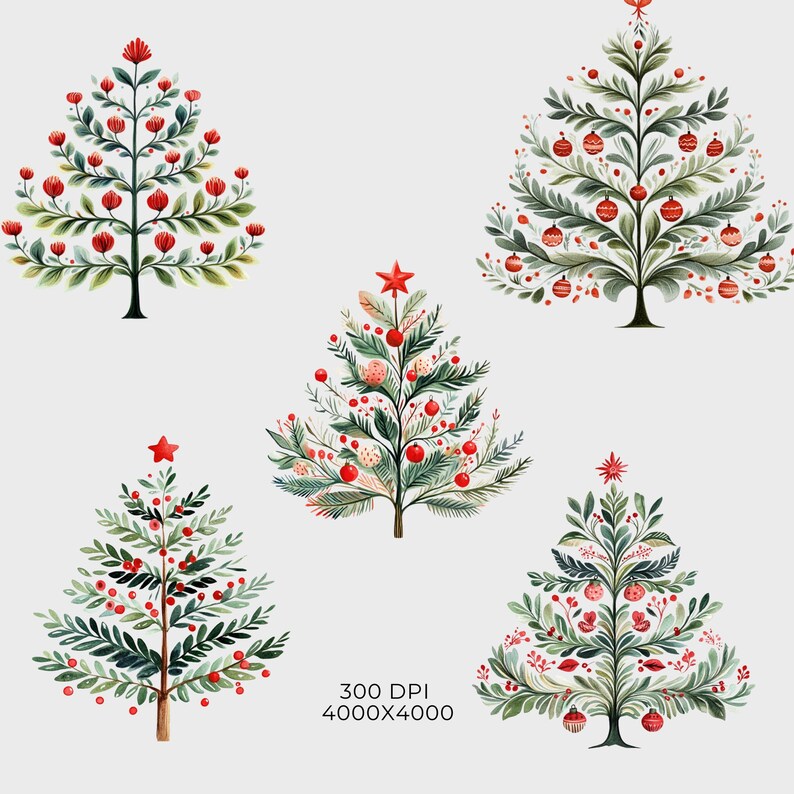 Scandinavian Christmas Clipart: Folk Art Santa, Reindeer (PNG Digital ...
