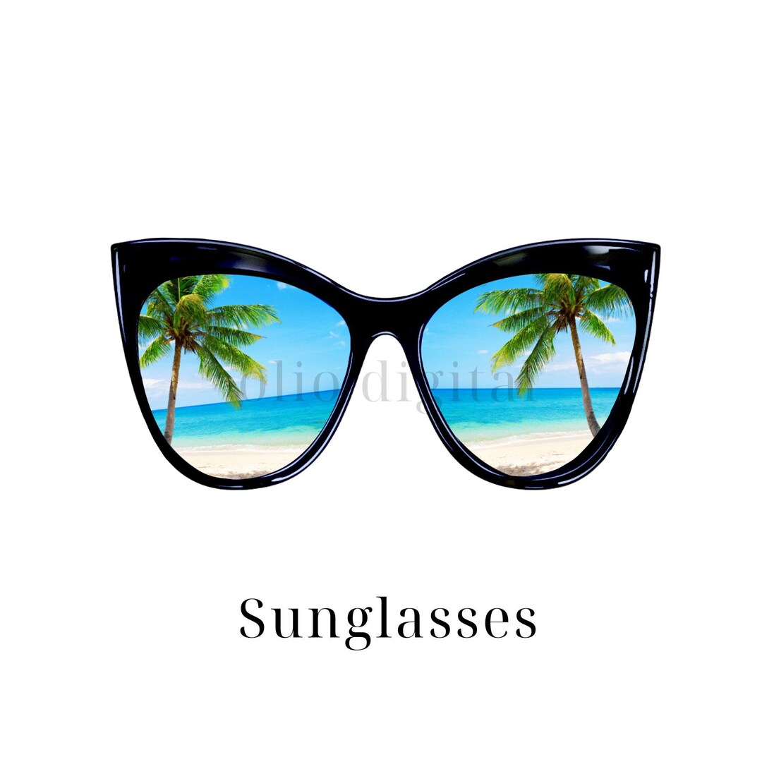 Summer Sunglasses PNG Clipart, Retro Cat Eye Beach Scene Glasses ...