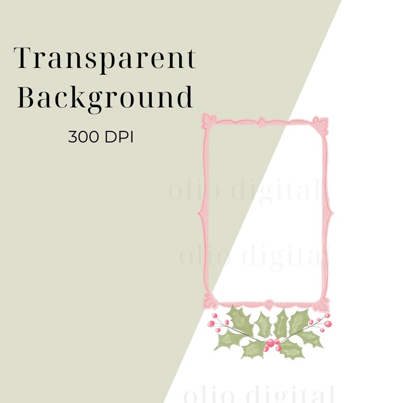 Preppy Christmas Holly Clipart Frame Preppy Holly With Berries Frame ...