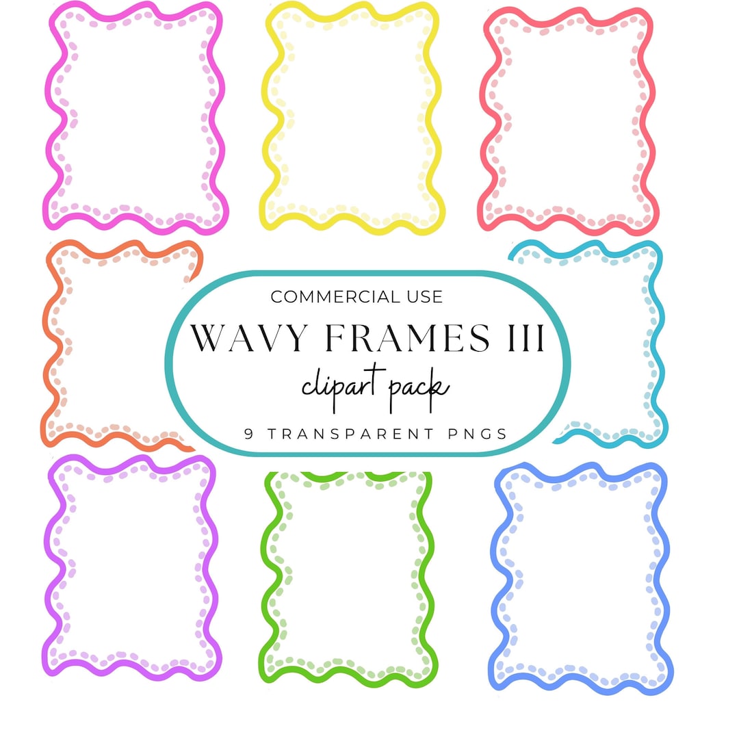 Wavy Frame Clipart: Scalloped Border PNG (digital Download) - Etsy