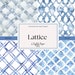 Lattice Digital Paper, Watercolor Design, Geometric Shapes in Blue ...