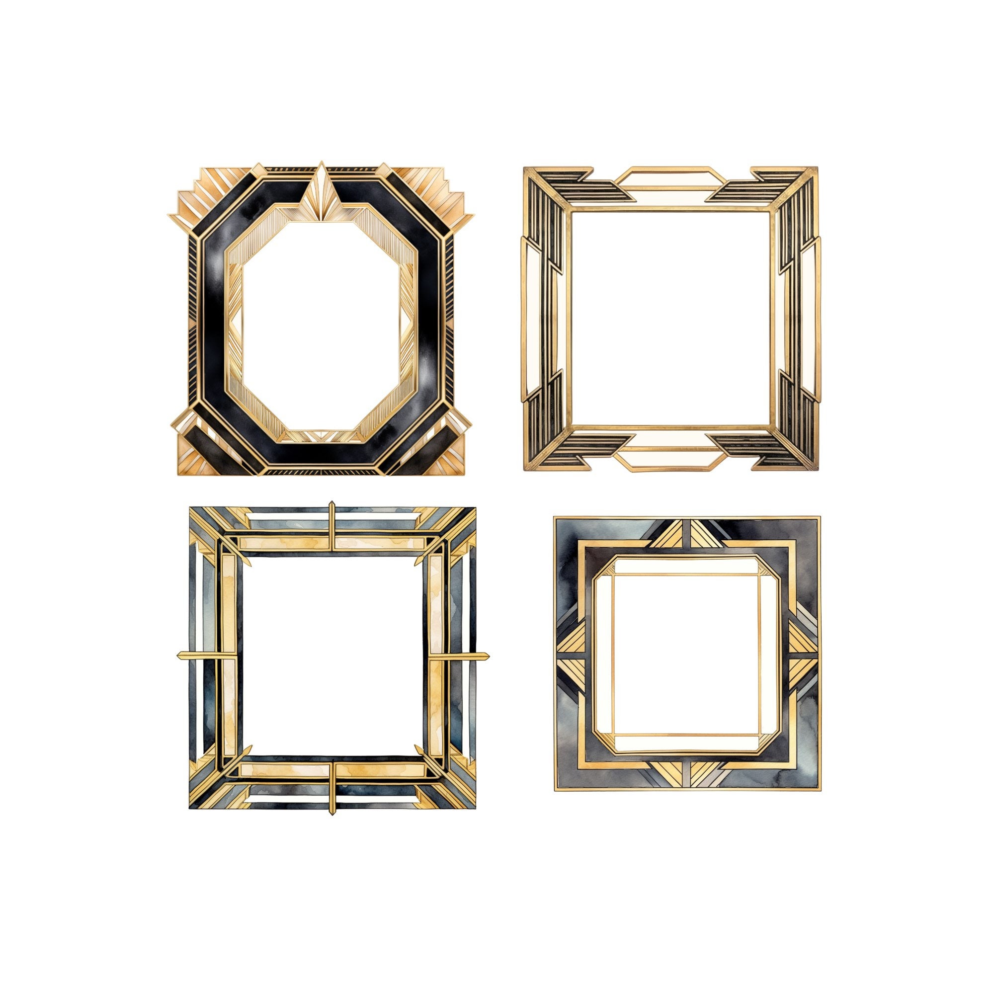 Roaring 20s, Art Deco Frames, Clipart, Black, Gold, Border, Great ...