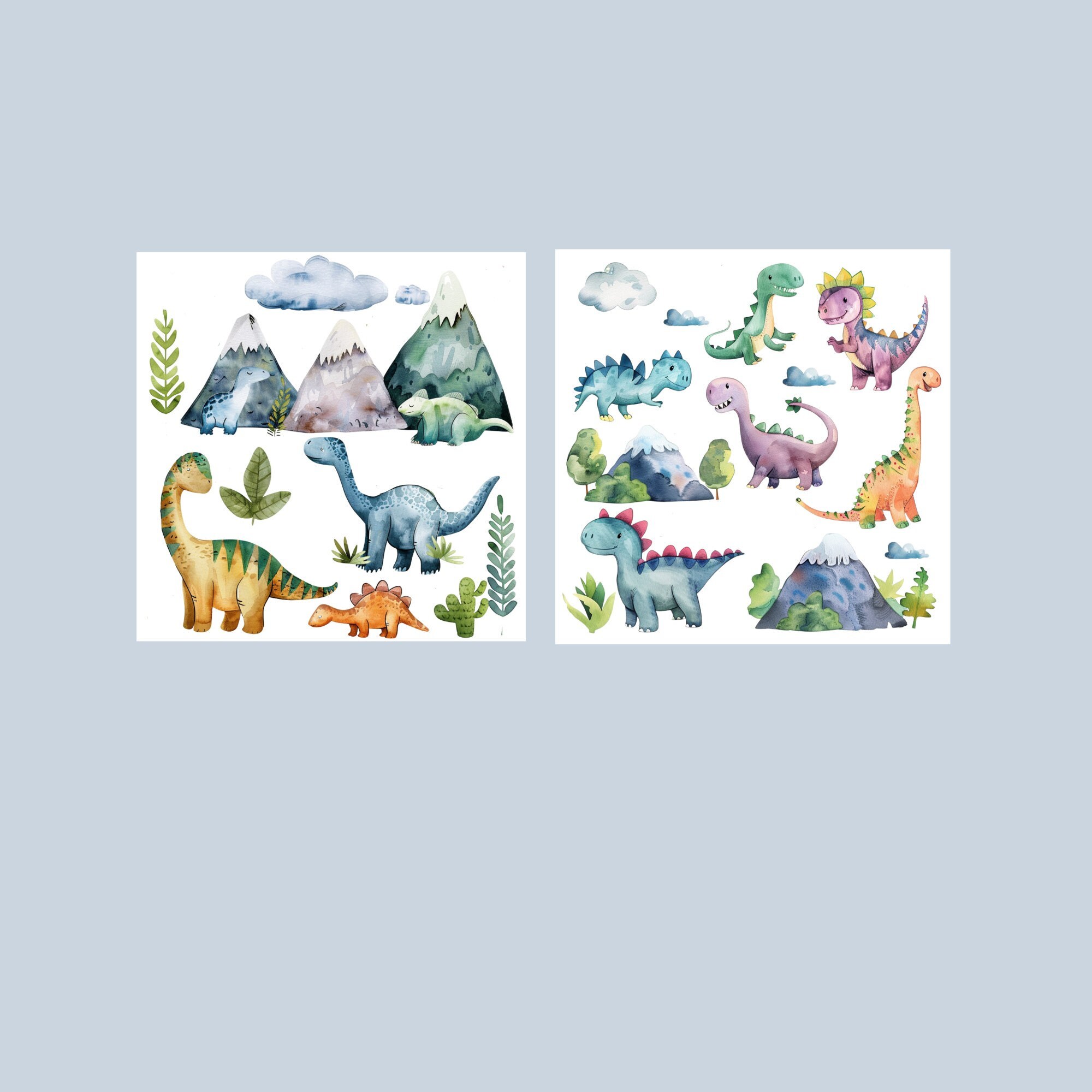 Dinosaur Clipart PNG, Watercolor Cute PNG and JPG for Nursery, Includes ...