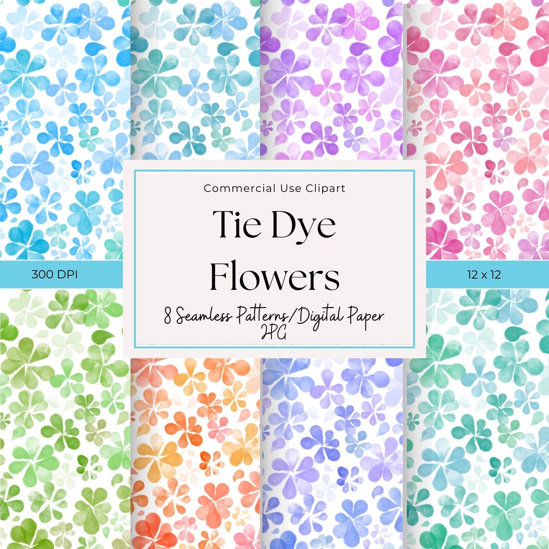 Floral Clipart JPG Digital Paper Seamless Pattern colorful Tie Dye ...