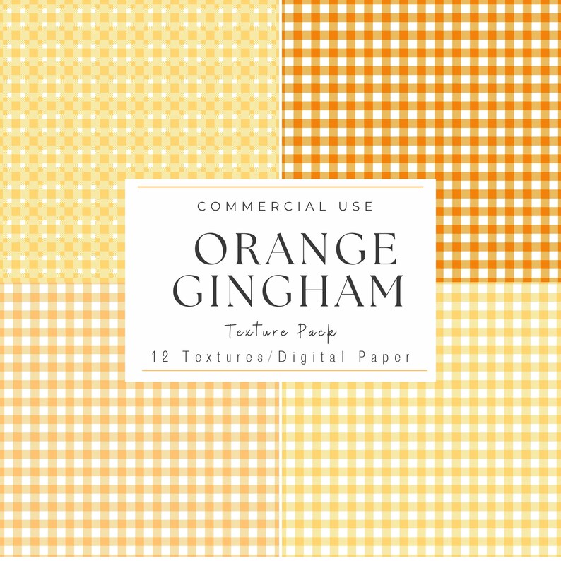 Orange Gingham Texture Clipart: Seamless Pattern Digital Paper (12"x12 ...
