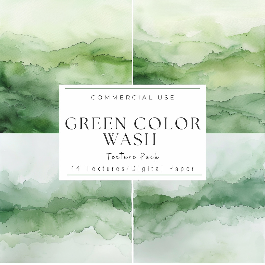 Green Watercolor Texture Clipart: Wash Backgrounds (digital Download ...