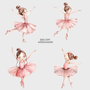 Ballerina Clipart Pack, Cute Watercolor Dancers, Pink Tutus, Ballet ...
