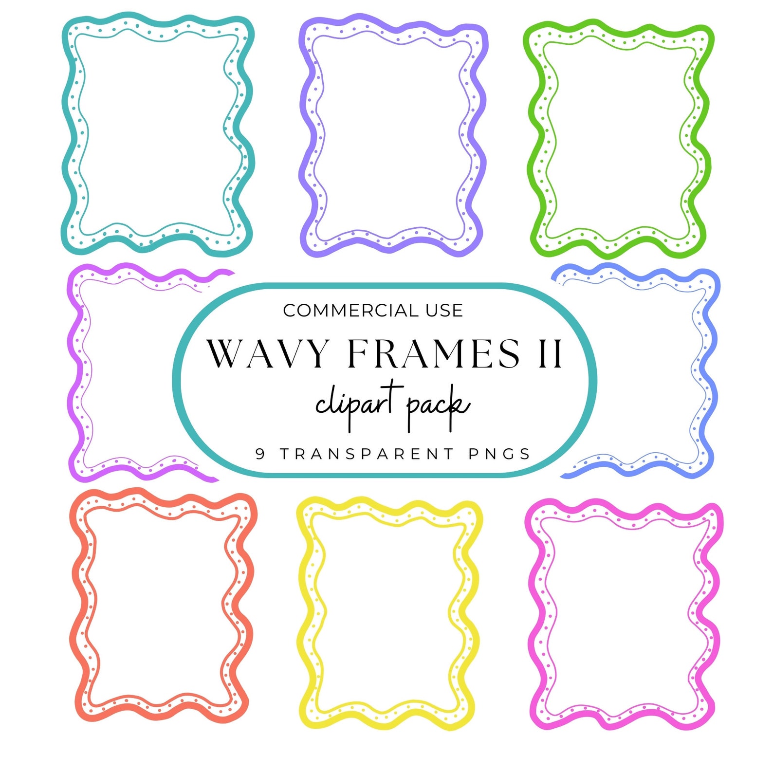 Wavy Frame Clipart: Scalloped Eyelet Border (digital Download) - Etsy