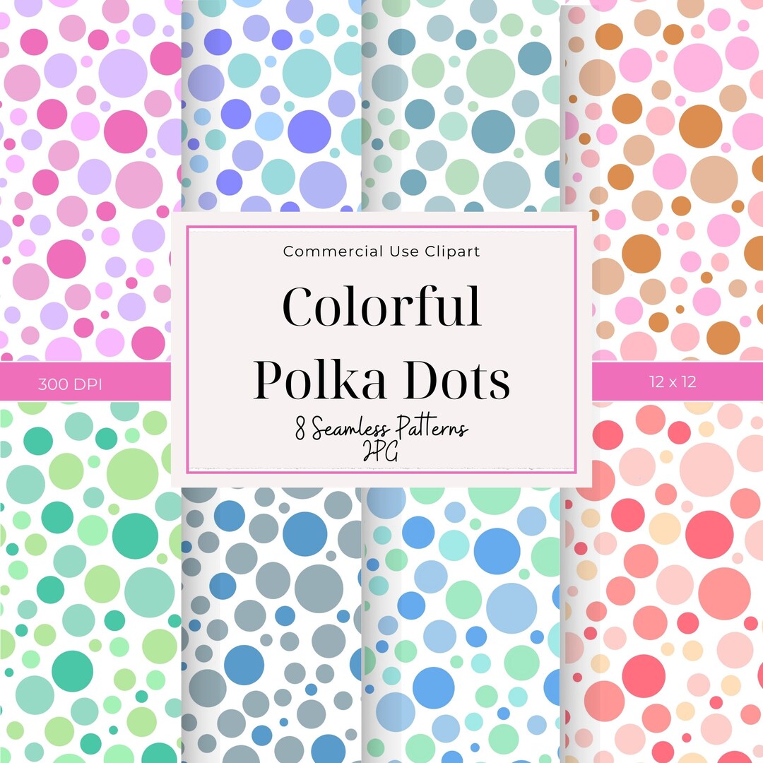 Polka Dots Clipart JPG Digital Paper Seamless Pattern colorful ...