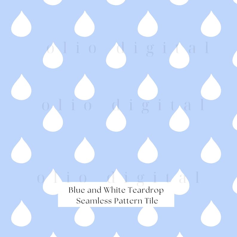 Blue Teardrop Texture Clipart: Seamless Pattern Digital Paper (12"x 12 ...