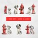 Watercolor Fire Truck Clipart: Dalmatian, Hydrant, Hoses (digital ...