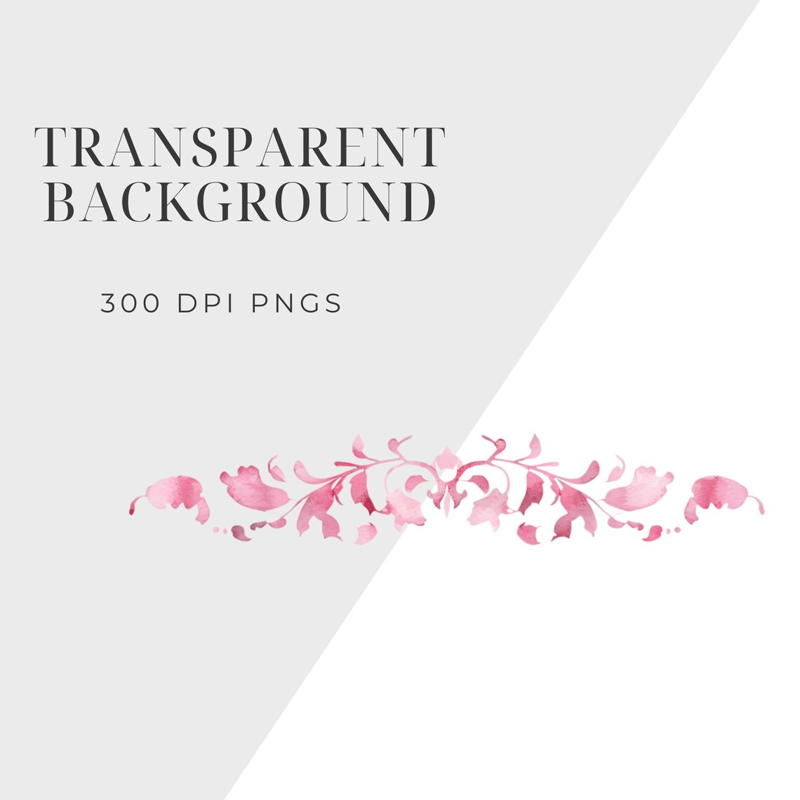 Pink Floral Border PNG, Clipart Pack, Watercolor Frames, Grand ...