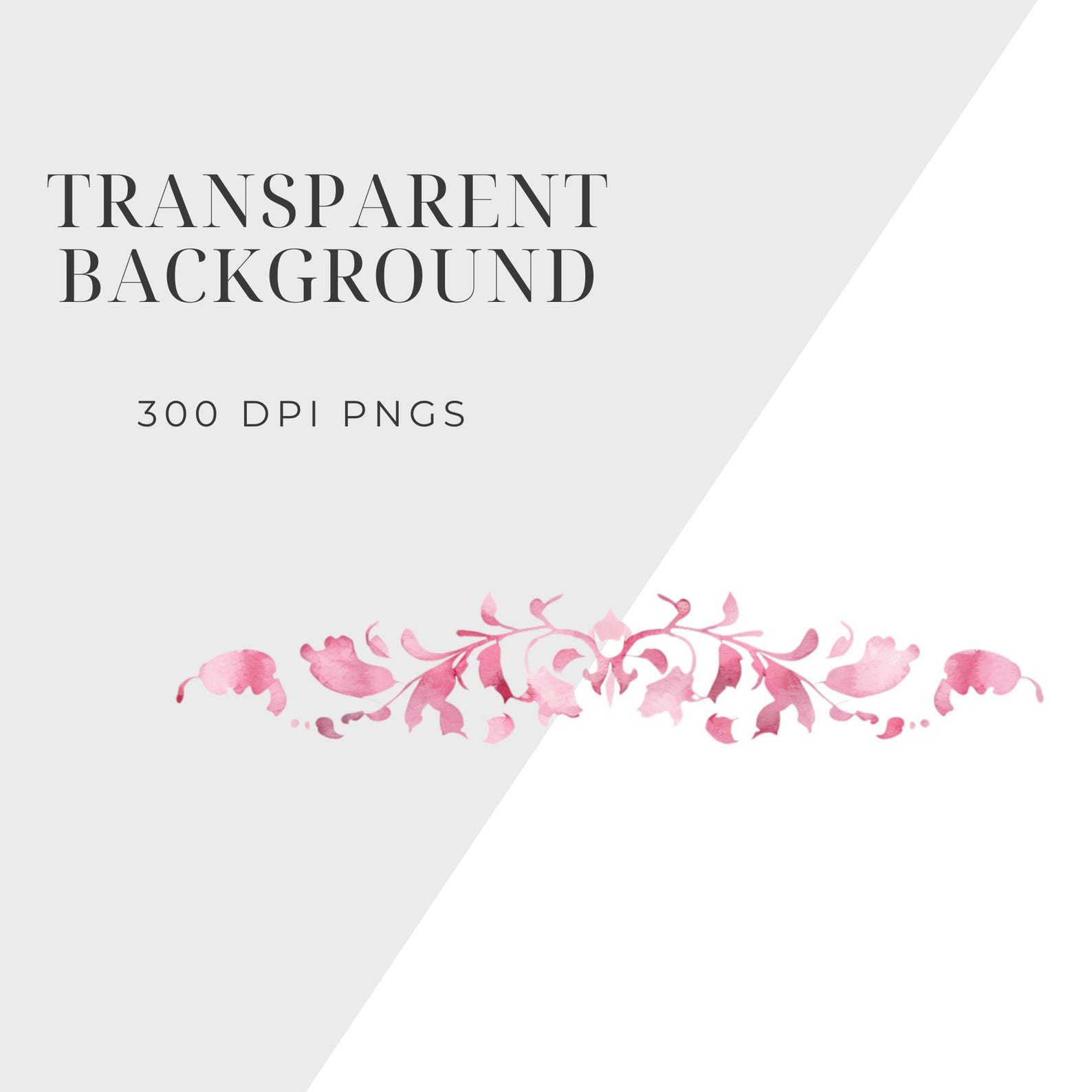 Pink Floral Border PNG, Clipart Pack, Watercolor Frames, Grand ...