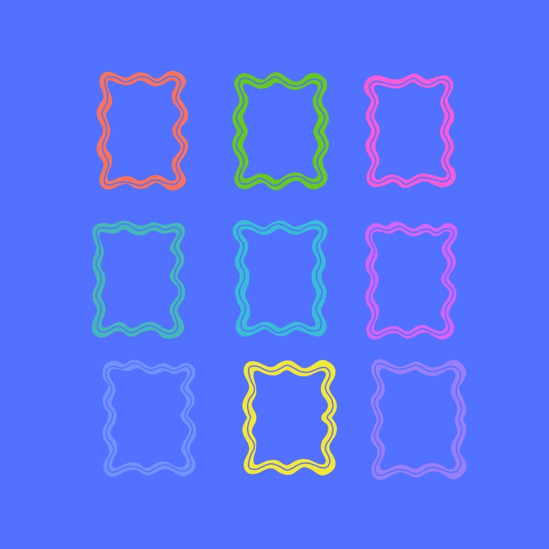 Wavy Frame Clipart: Striped Scalloped Border (digital Download) - Etsy