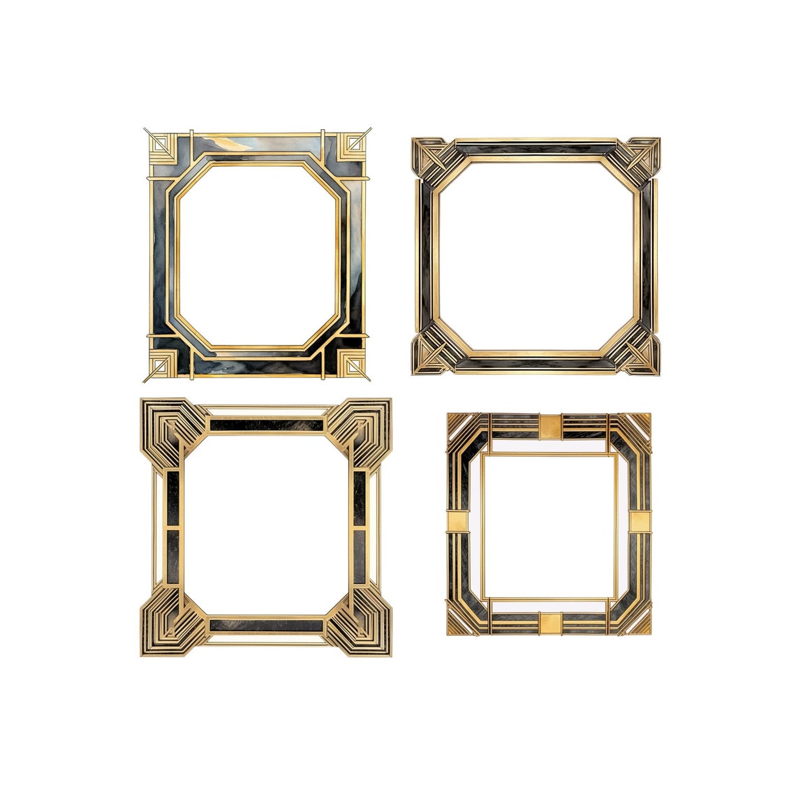 Roaring 20s, Art Deco Frames, Clipart, Black, Gold, Border, Great ...