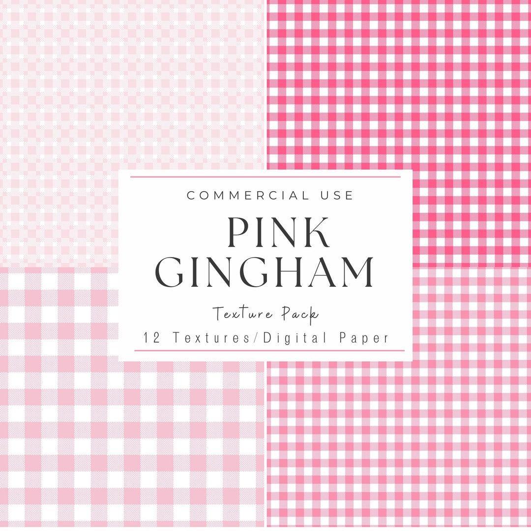 Pink Gingham Texture Clipart: Seamless Pattern Digital Paper (12"x12 ...
