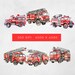Watercolor Fire Truck Clipart: Dalmatian, Hydrant, Hoses (digital ...