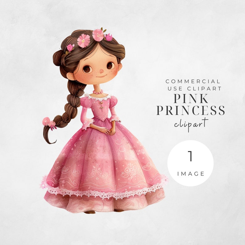 Princess Clipart, SINGLE IMAGE, Commercial Use, Transparent PNG, Cute ...
