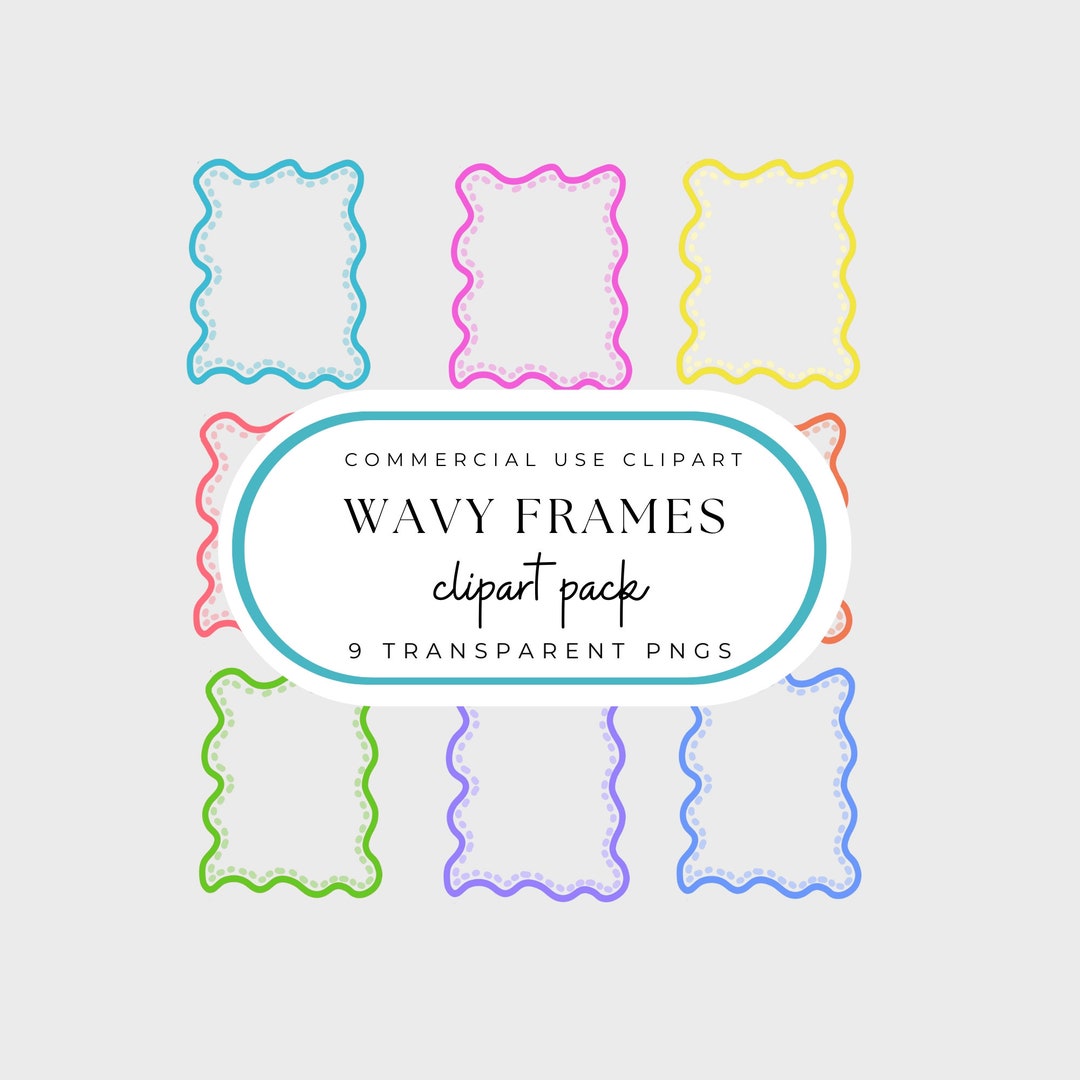 Wavy Frame Clipart, Scalloped Border, Hand Drawn Curvy Frame ...