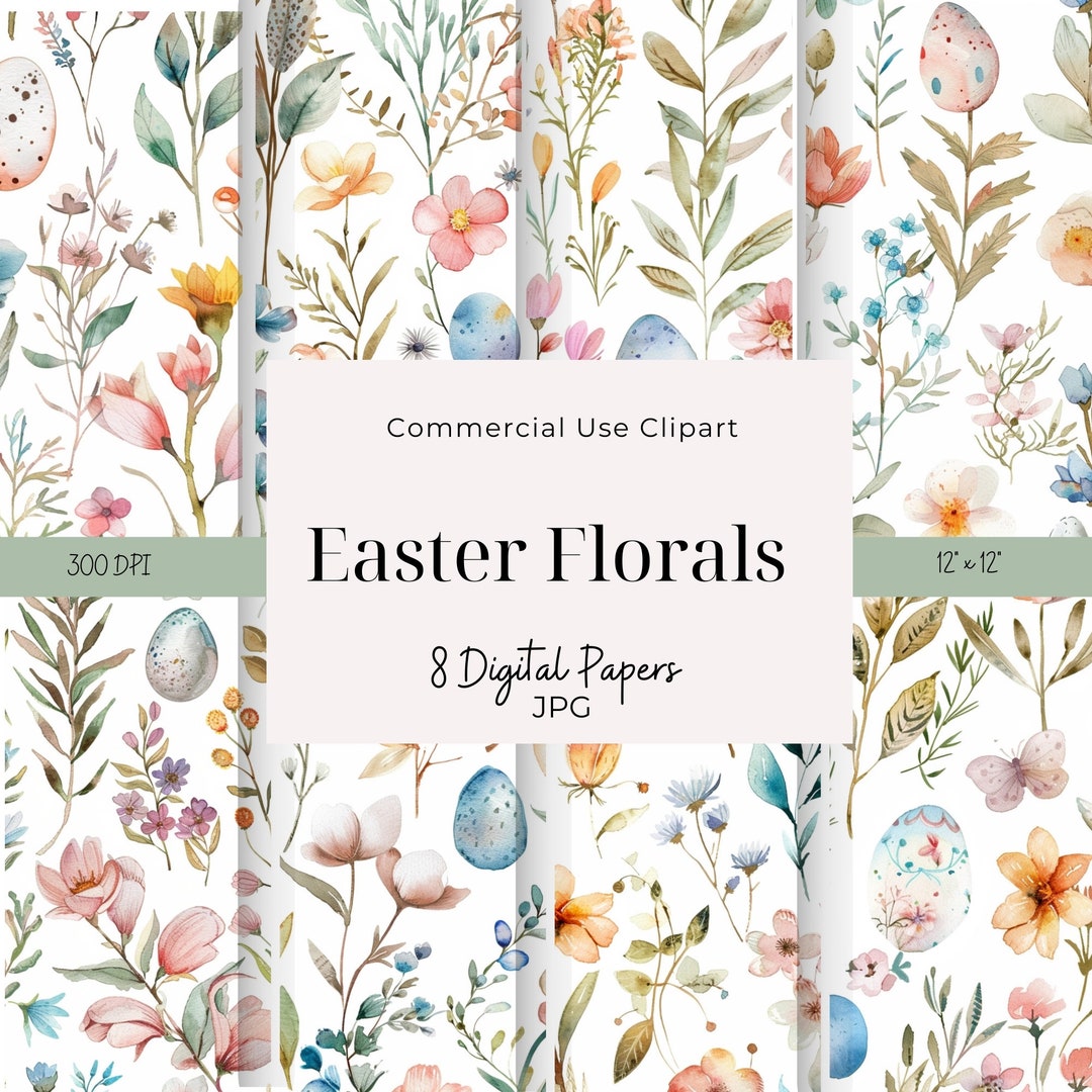 Easter Floral Digital Paper | Watercolor Floral Design | Spring ...