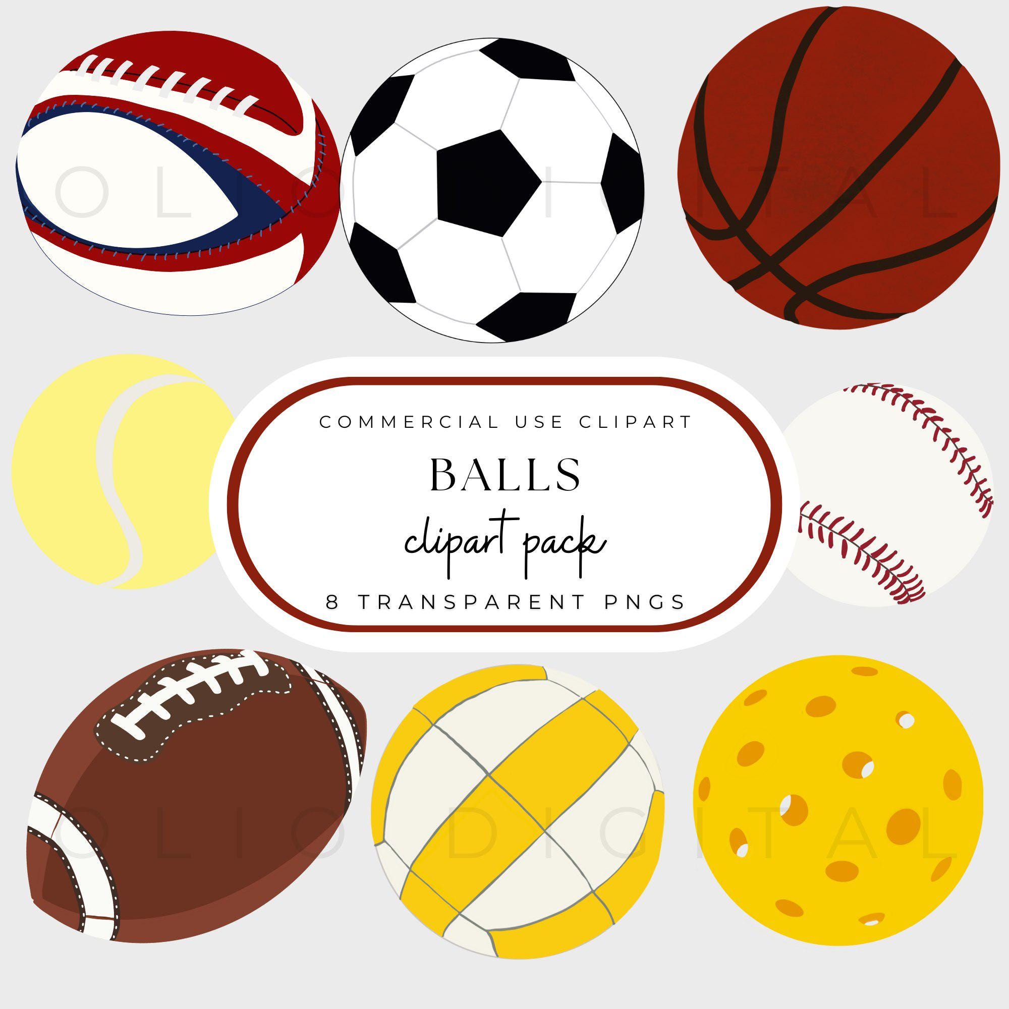 Sports Ball PNG Clipart Bundle for Sublimation, Basketball Png, Soccer ...