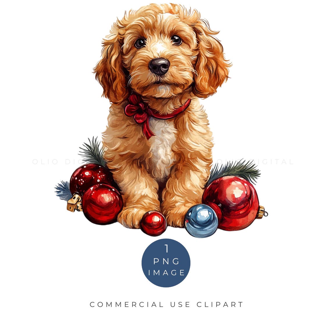 Christmas Dog PNG, Goldendoodle Clipart, Christmas Watercolor Dog ...