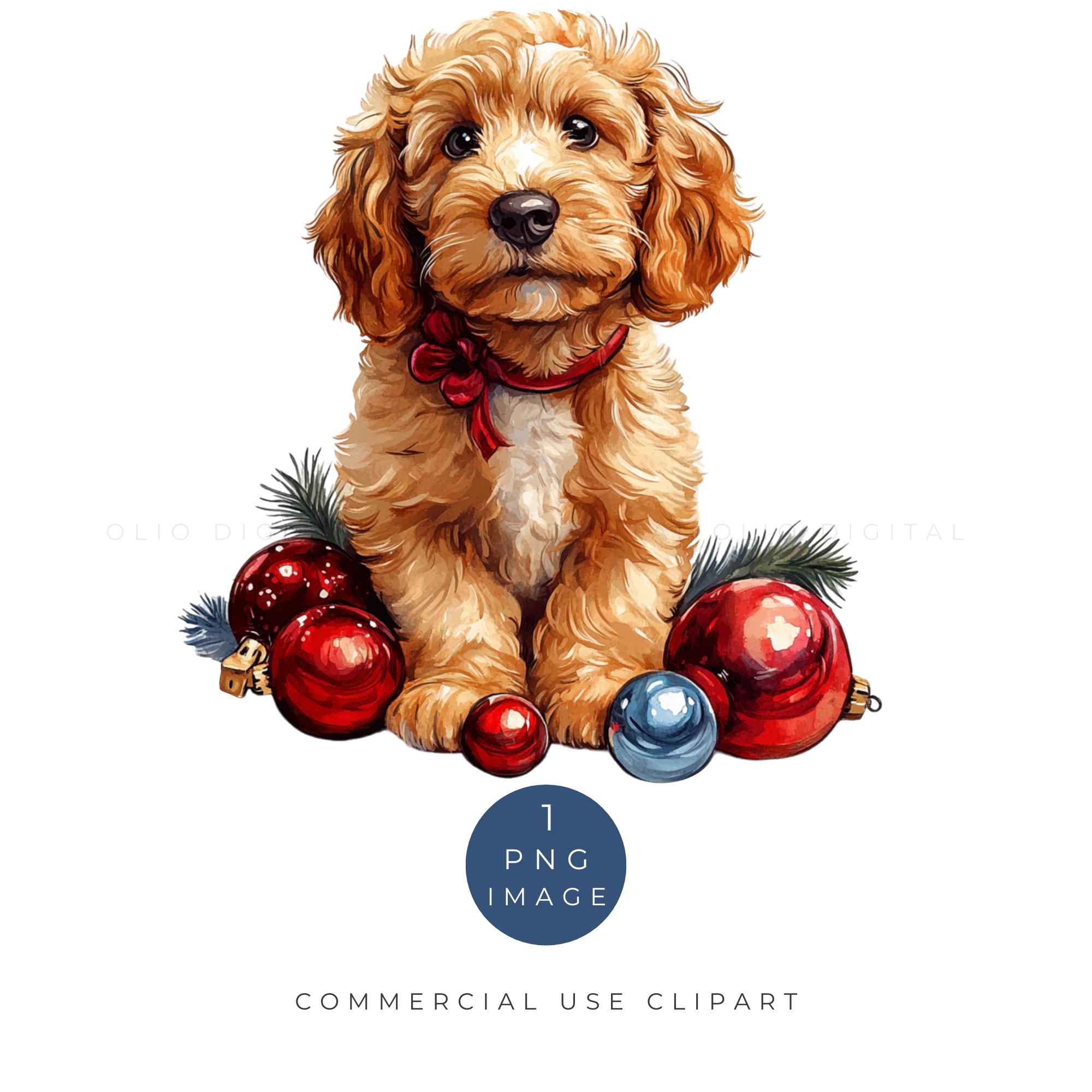 Christmas Dog PNG, Goldendoodle Clipart, Christmas Watercolor Dog ...