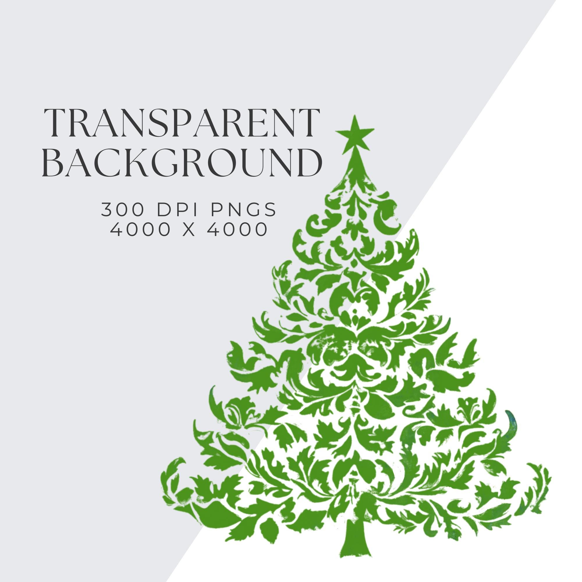 Green Toile Christmas Tree Clipart: Chinoiserie PNG (digital Download ...