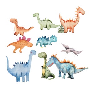 Dinosaur Clipart PNG, Watercolor Cute PNG and JPG for Nursery, Includes ...