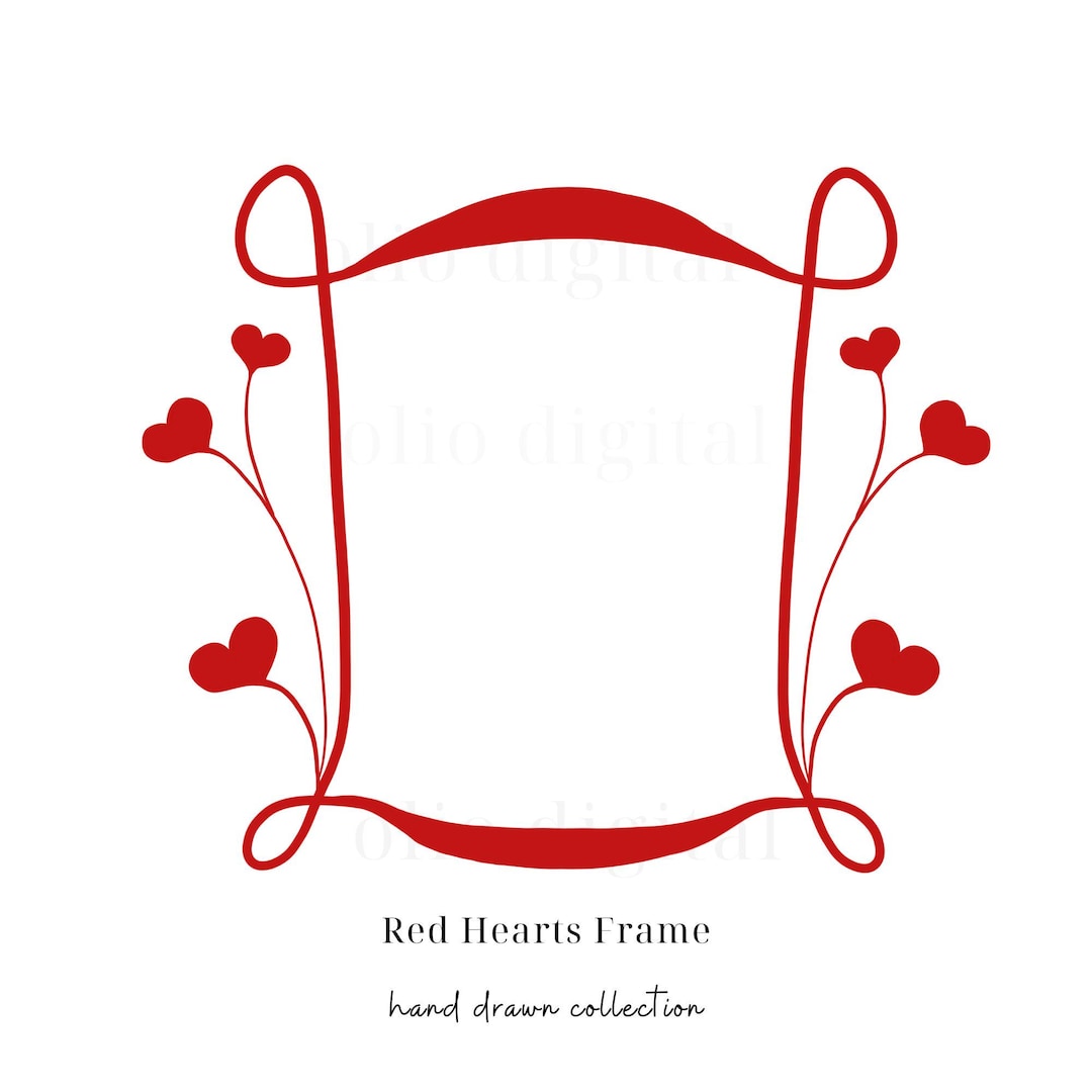 Red Hearts Frame Clipart , Chinoiserie Frame With Hearts, Grand ...