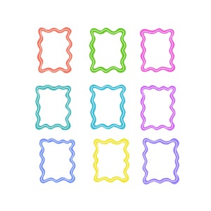 Wavy Frame Clipart, Striped Scalloped Border, Hand Drawn Curvy Frame ...