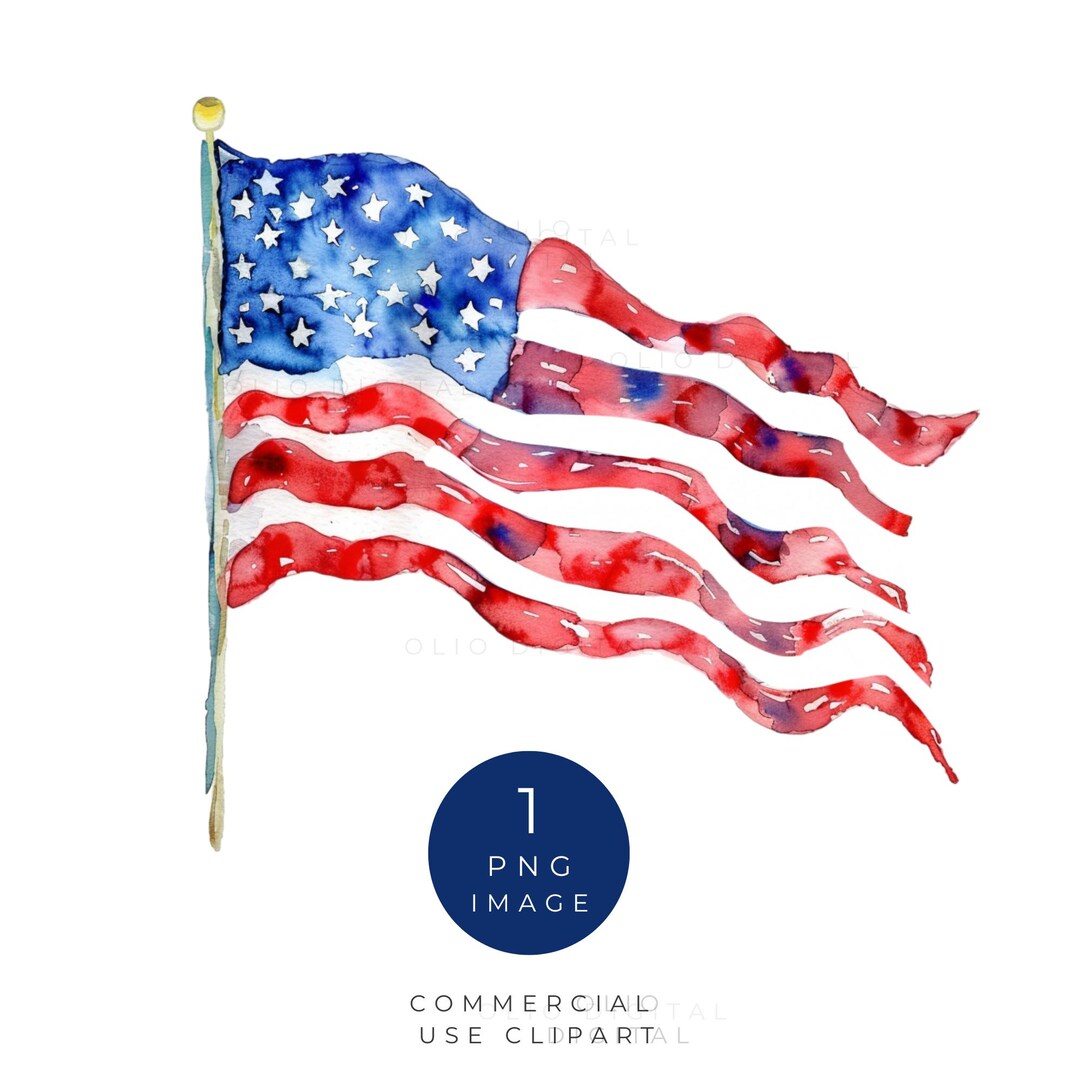 American Flag Clipart: Patriotic Red, White, and Blue PNG (digital ...