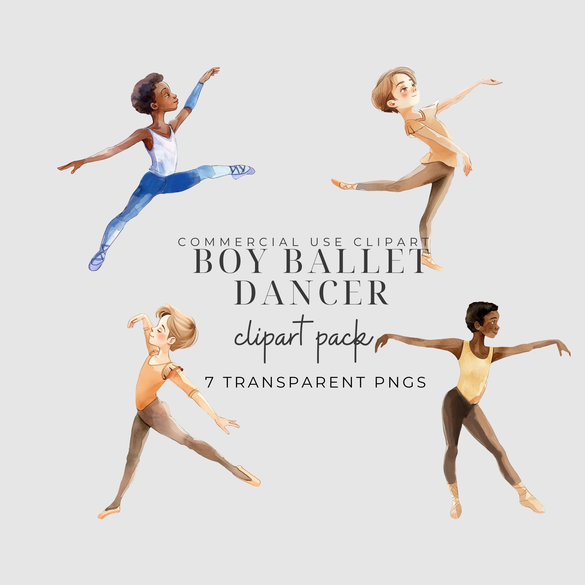 Boy Ballet Dancer Bundle, Watercolor, Commercial Use, Transparent Pngs ...